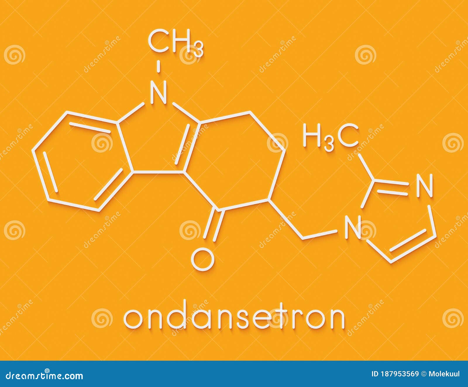 Ondansetron Nausea and Vomiting Treatment Drug Molecule. Skeletal ...