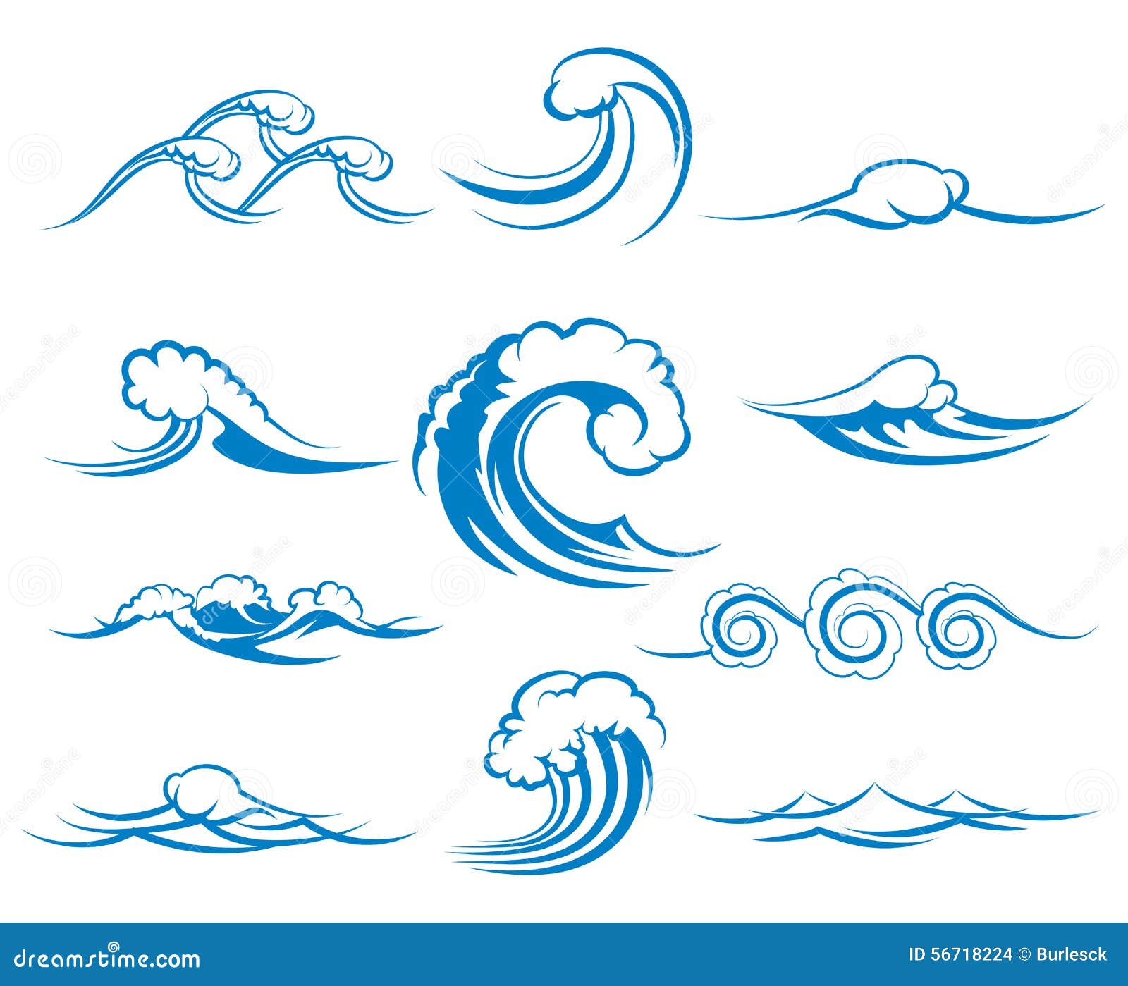 Ondas Del Mar O De Las Olas Oceánicas, Ejemplo Del Vector Ilustración ...