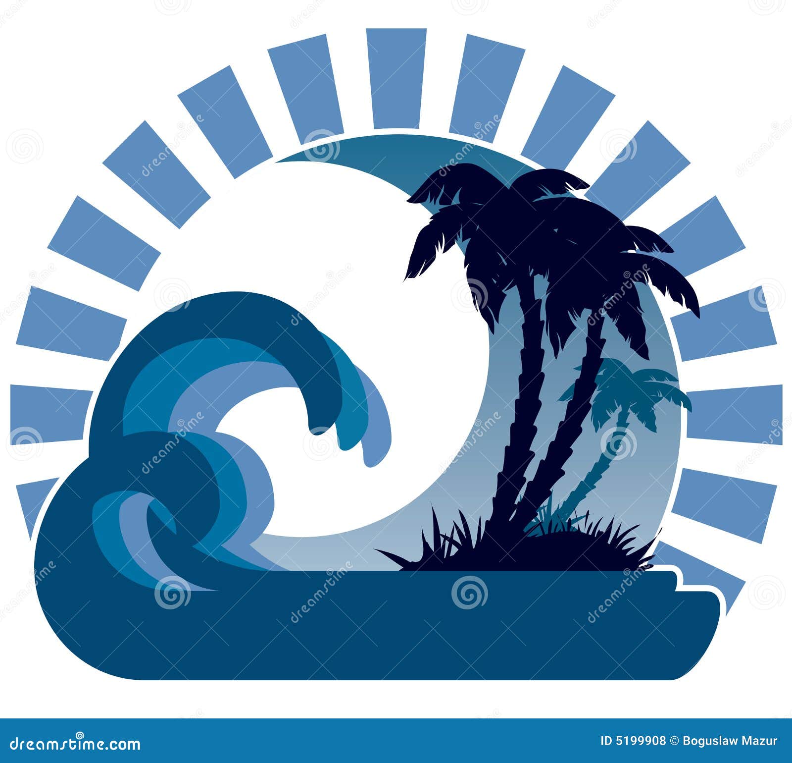 Ondas, Lua, Console Tropical Ilustração do Vetor - Ilustração de curso ...