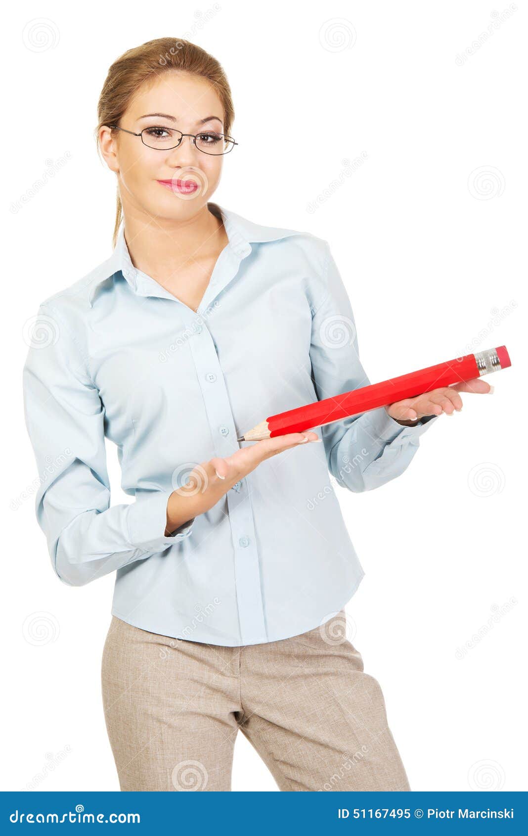 Onderneemster Die Groot Potlood Houden Stock Afbeelding - Image of ...