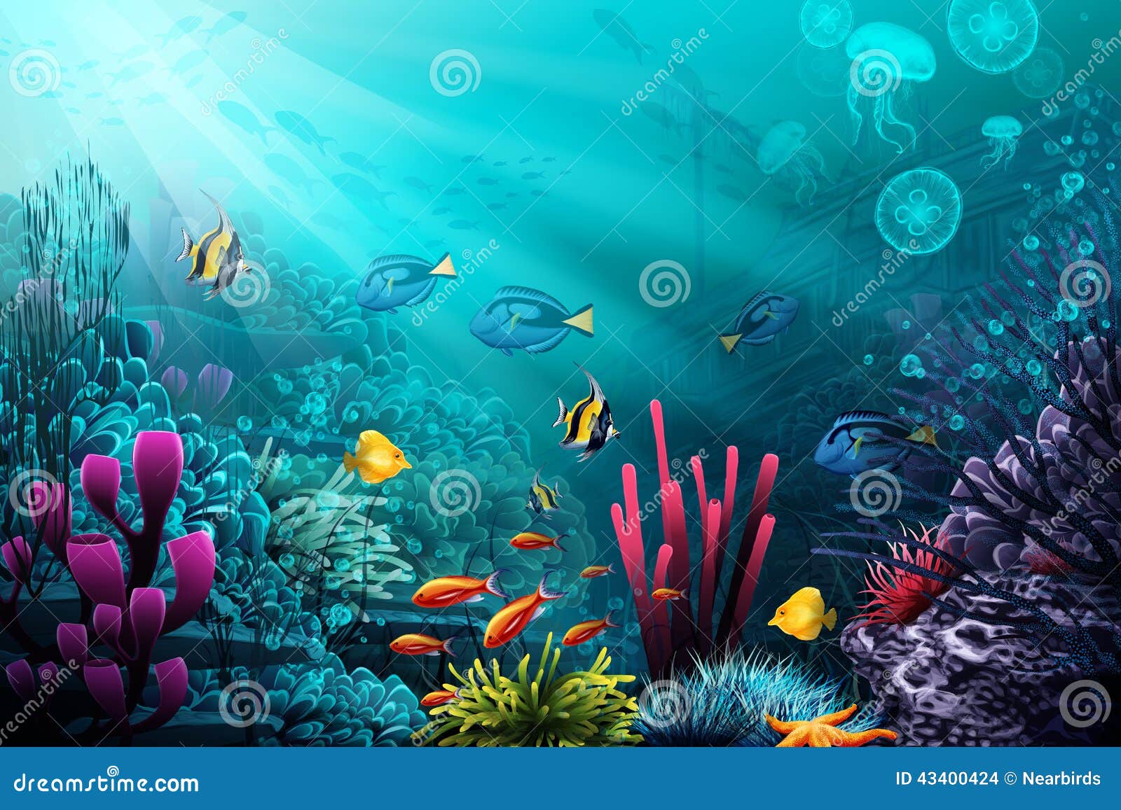 Onderwater-wereld stock illustratie. Illustration of inwoners - 43400424