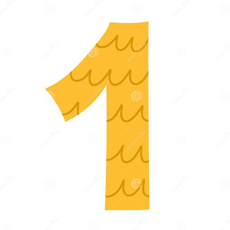 Doodle Number One Symbol for Kids. Leaning Numbers for Preschool Stock ...