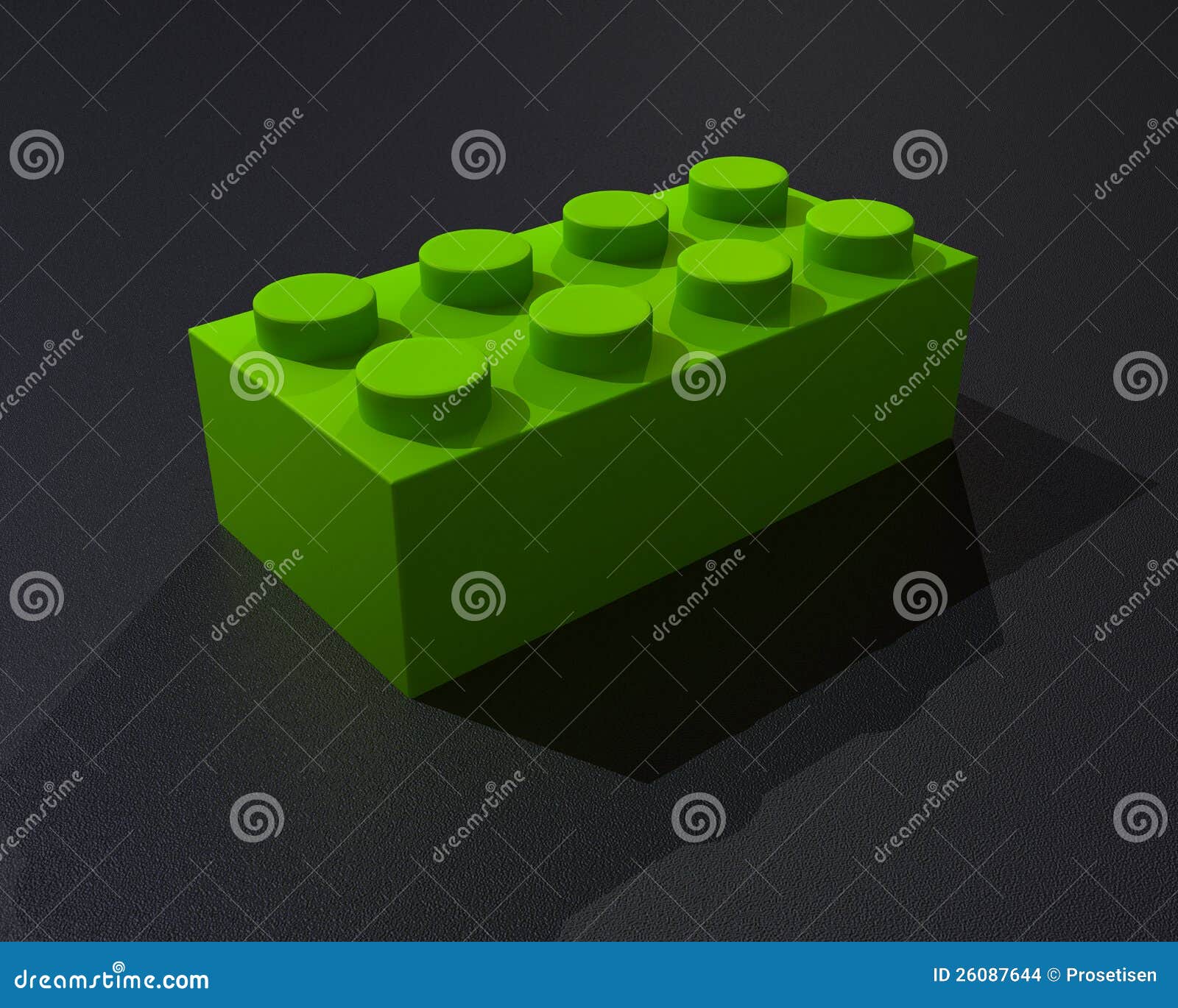 One 3D lego green block stock illustration. Illustration of leisure ...