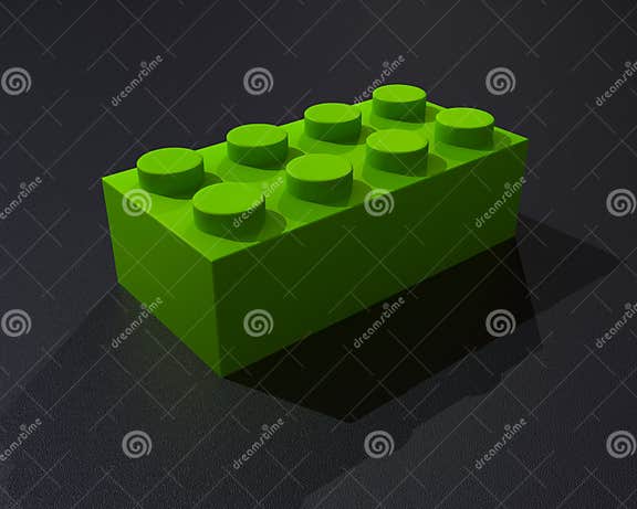 One 3D lego green block stock illustration. Illustration of leisure ...