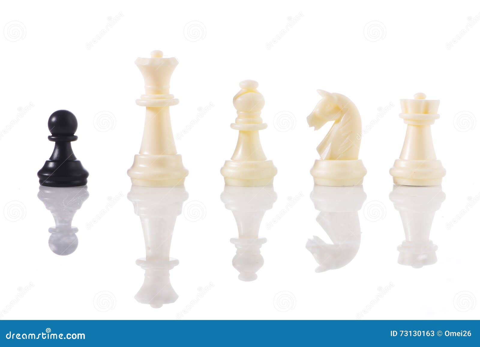 One Against All - a Black Pawn with White Chess Pieces Stock Image ...