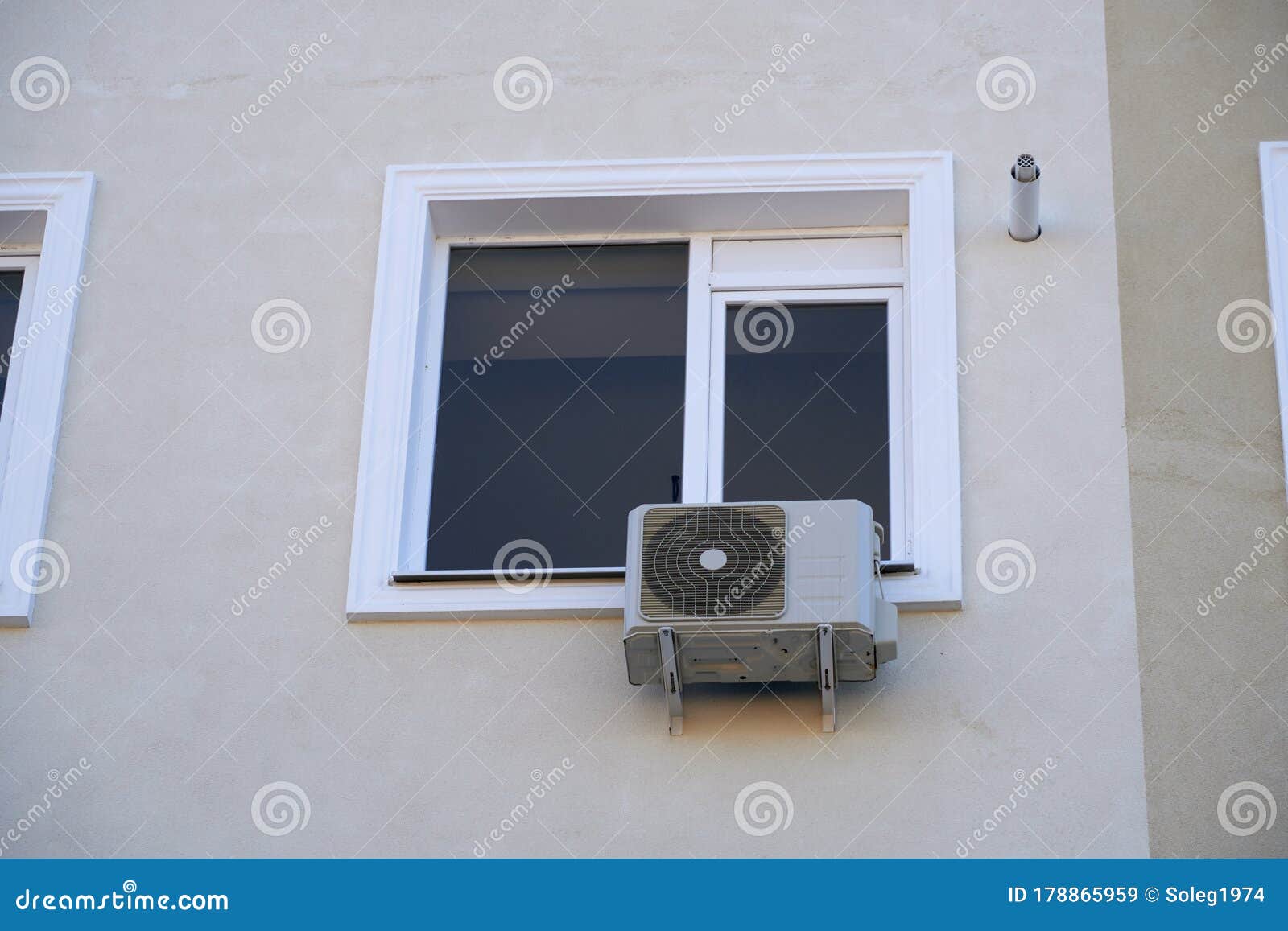 One Air Conditioner Outside Unit on a Facade of Residential Building ...