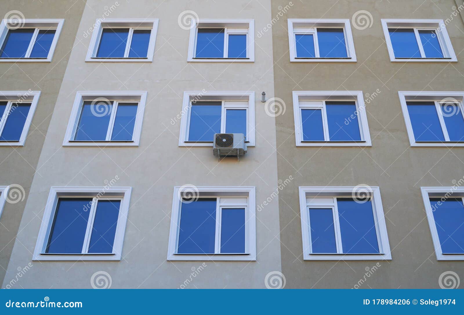 One Air Conditioner Outside Unit on a Facade of Residential Building ...