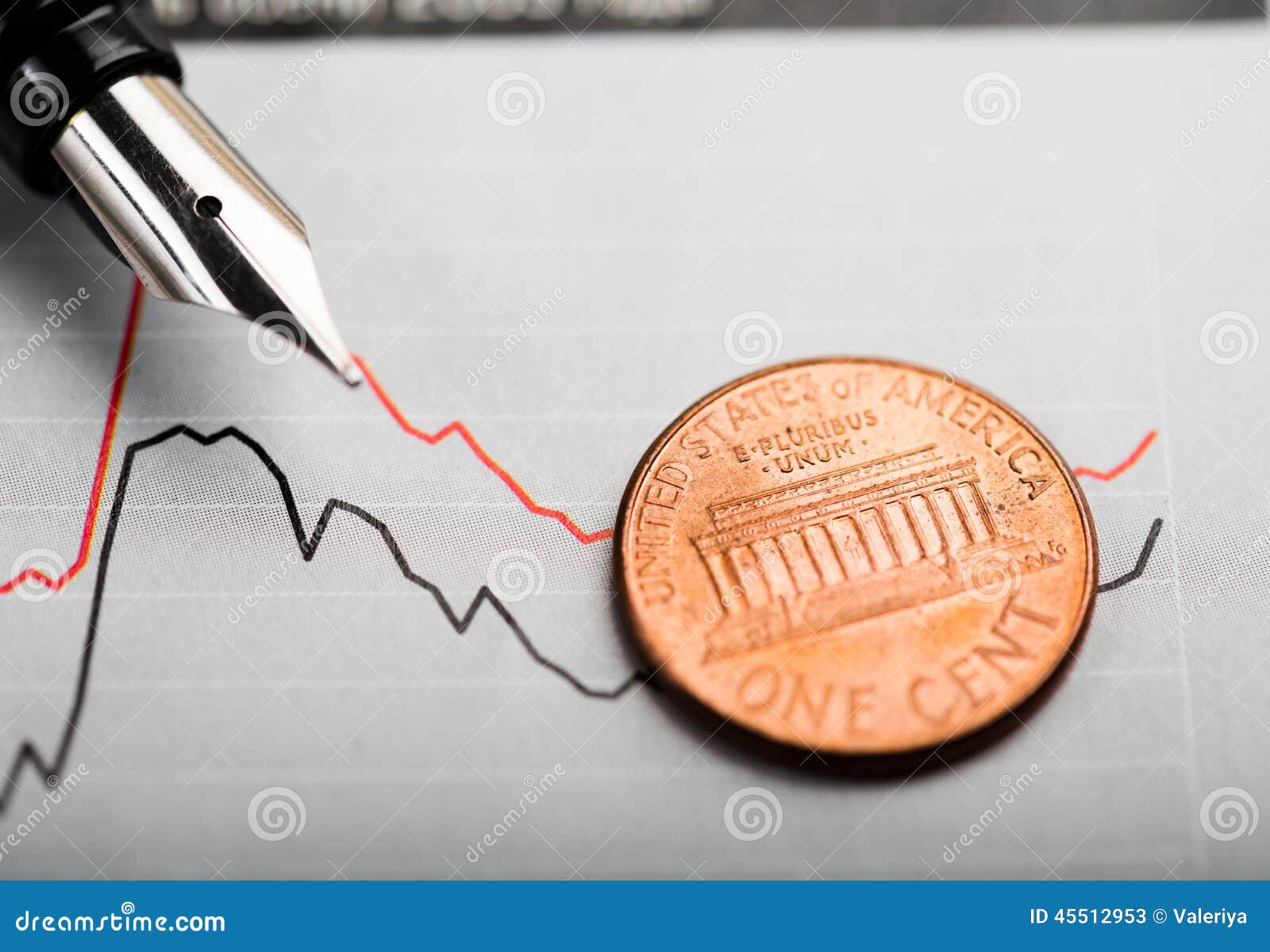One american cent on chart stock image. Image of financial - 45512953