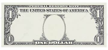 One American Dollar Note Front Empty No Face Frame for Design Isolated ...