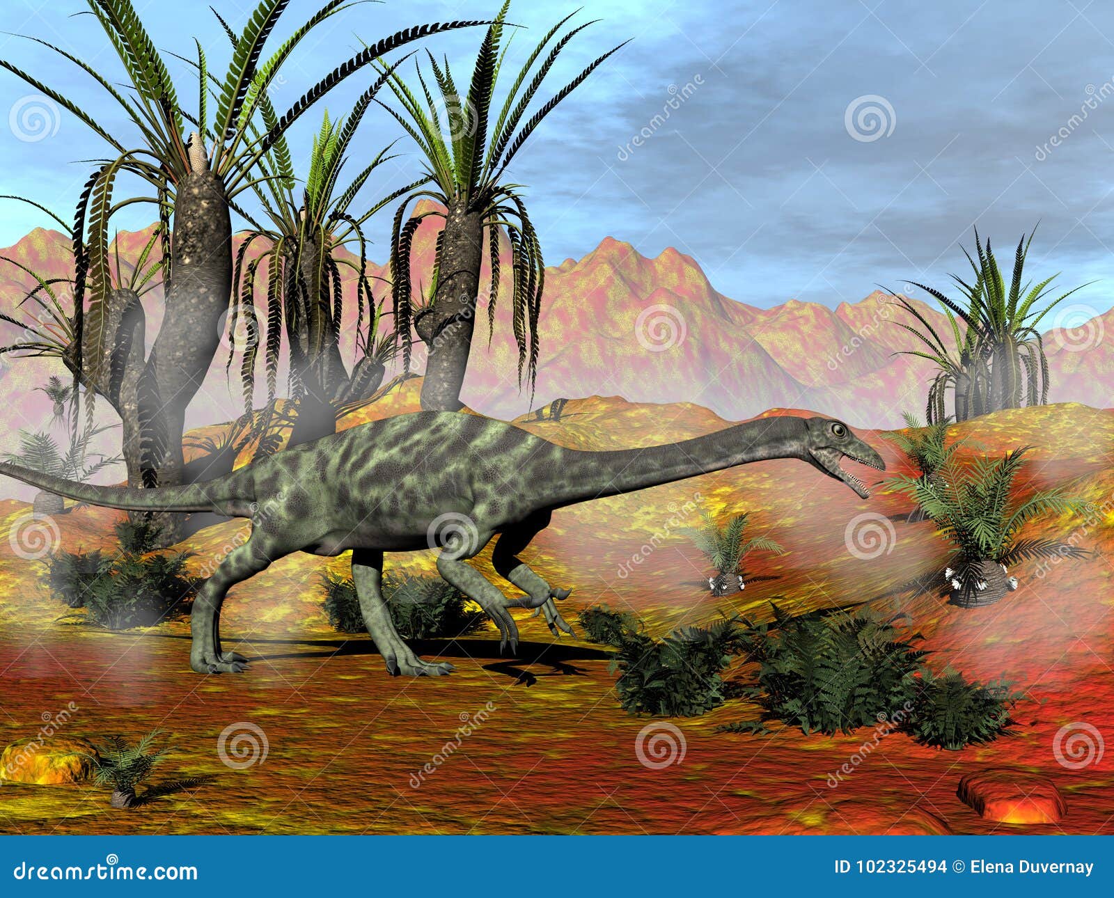 Anchisaurus Dinosaurs - 3D Render Stock Illustration - Illustration of ...