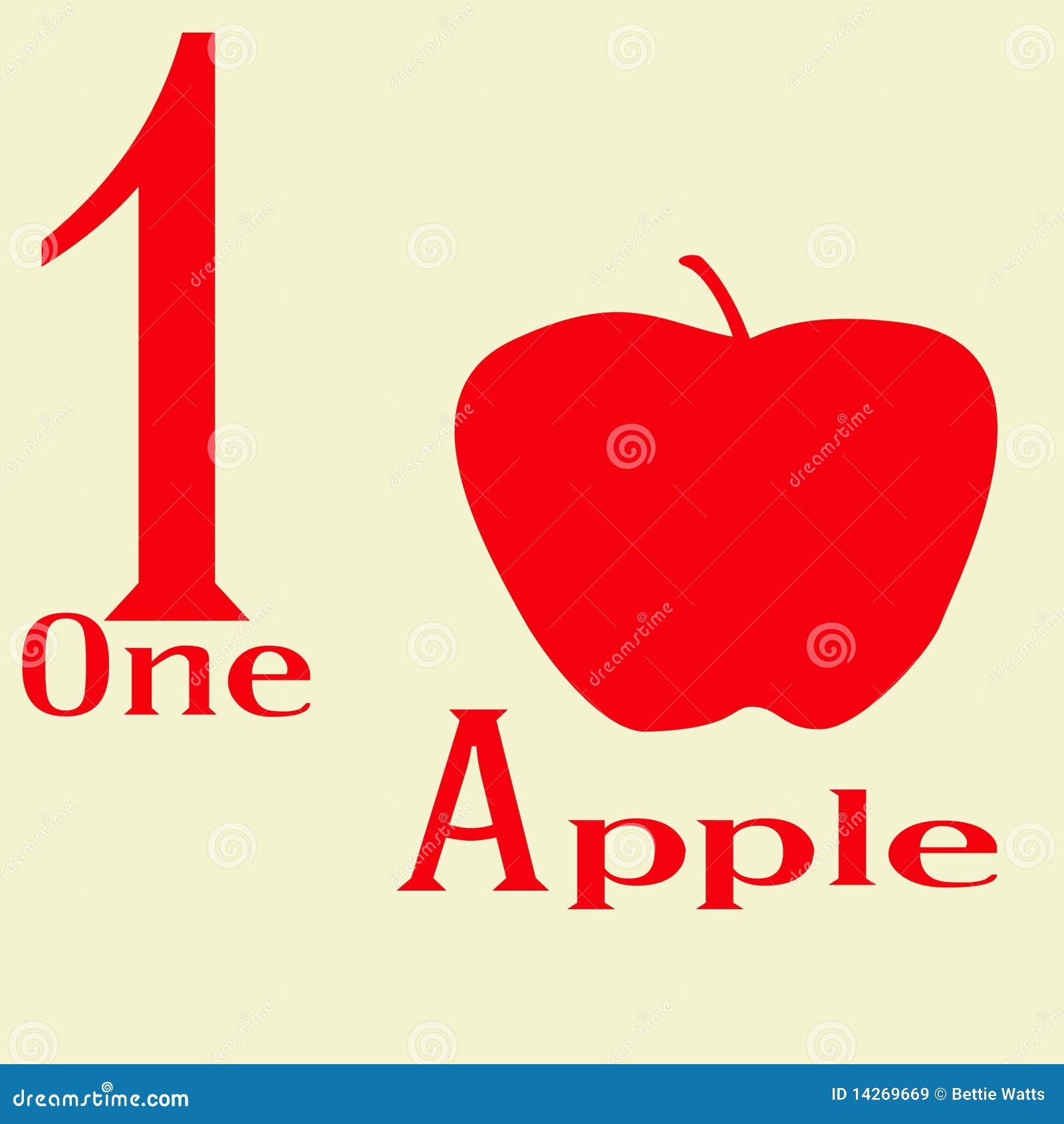 One Apple stock illustration. Illustration of apple, number - 14269669