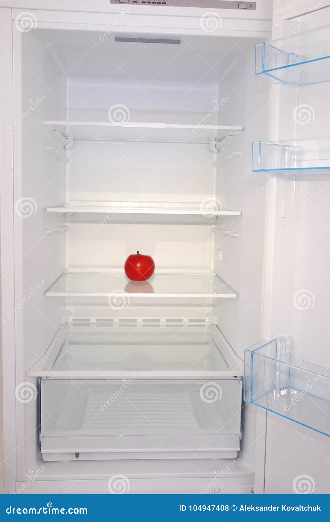 One Apple in Open Empty Refrigerator. Stock Photo - Image of organic ... One Apple in Open Empty Refrigerator. Stock Photo - Image of organic ...