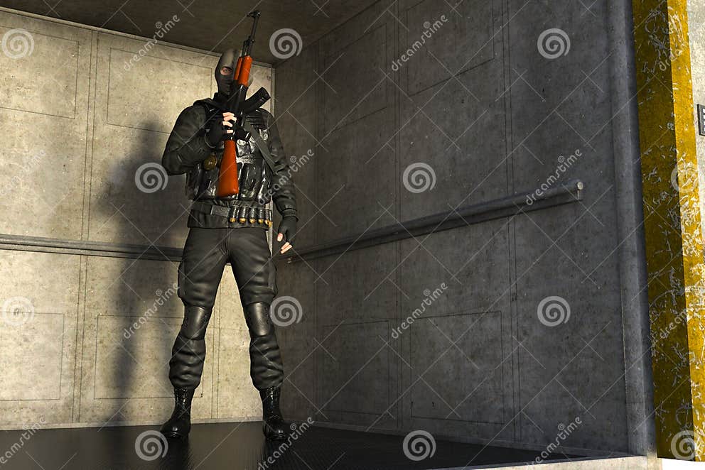 One Armed Man in Military Uniform and Mask Stock Illustration ...