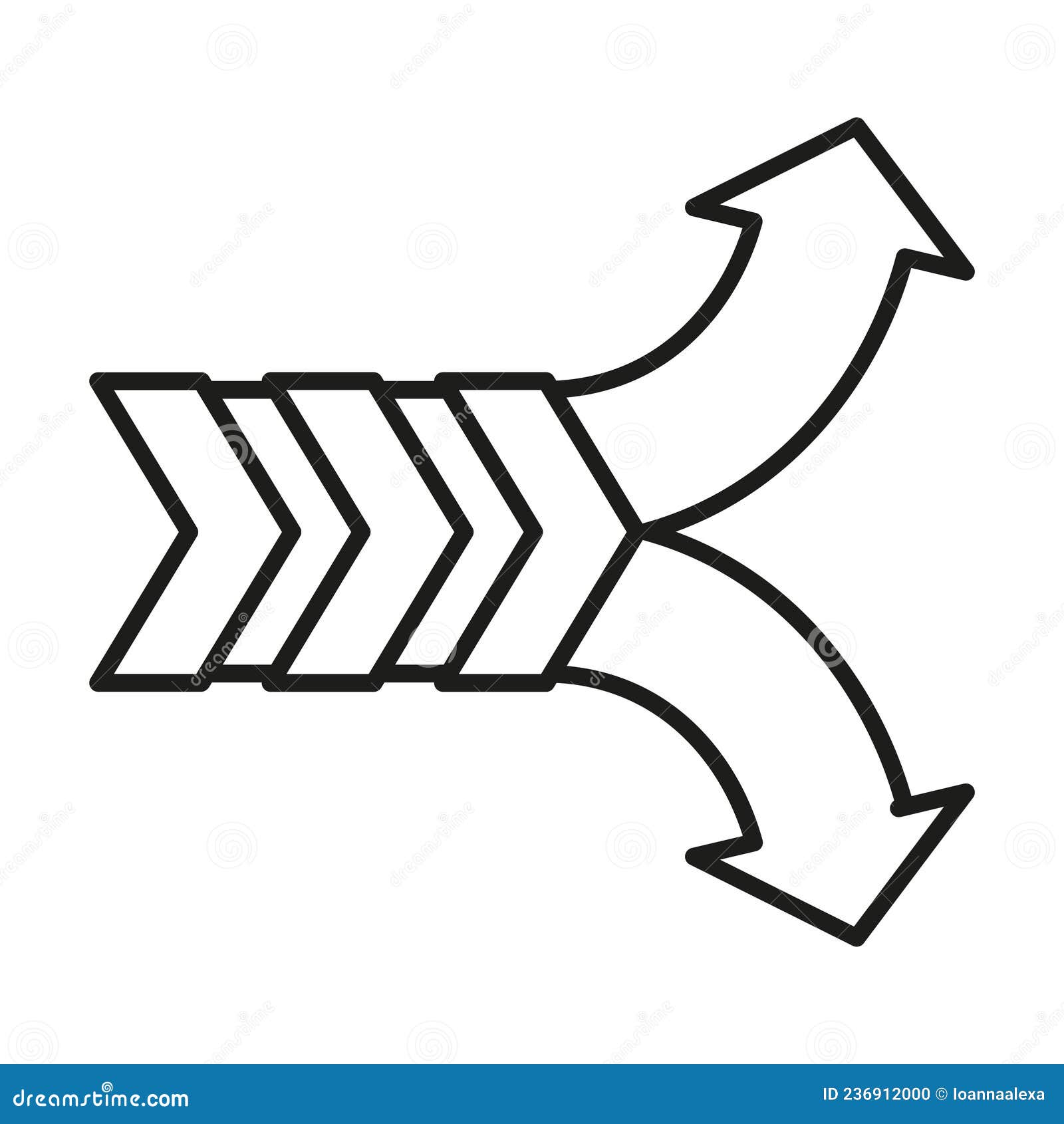 One Arrow Separating into Two Arrows. Stock Vector - Illustration of ...