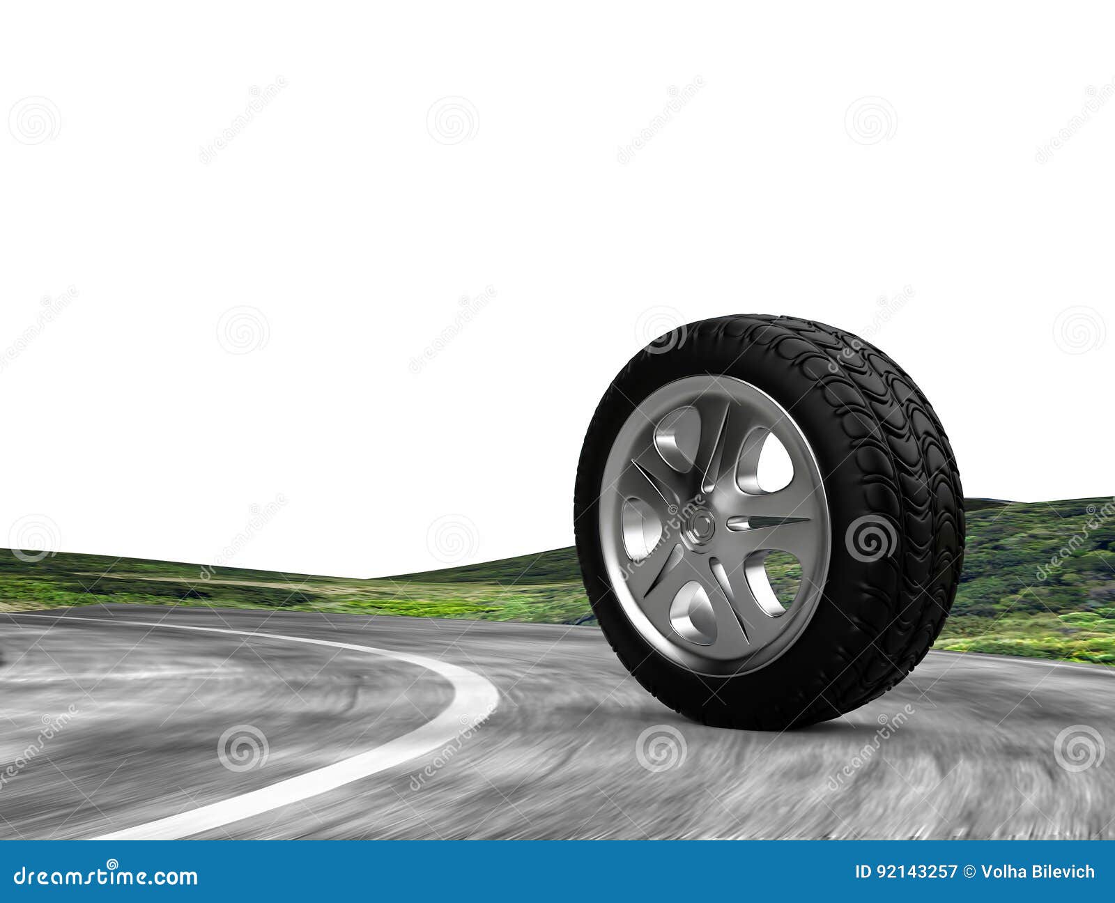 One Automobile Wheel on the Road. Stock Illustration - Illustration of ...