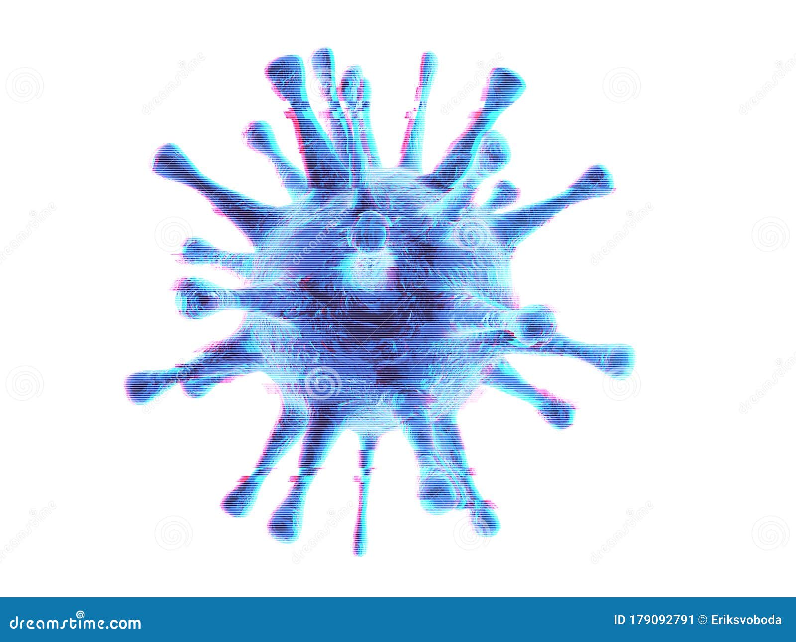One Bacteria of Virus Close Up. Blue Bacteria of Coronavirus Under the ...