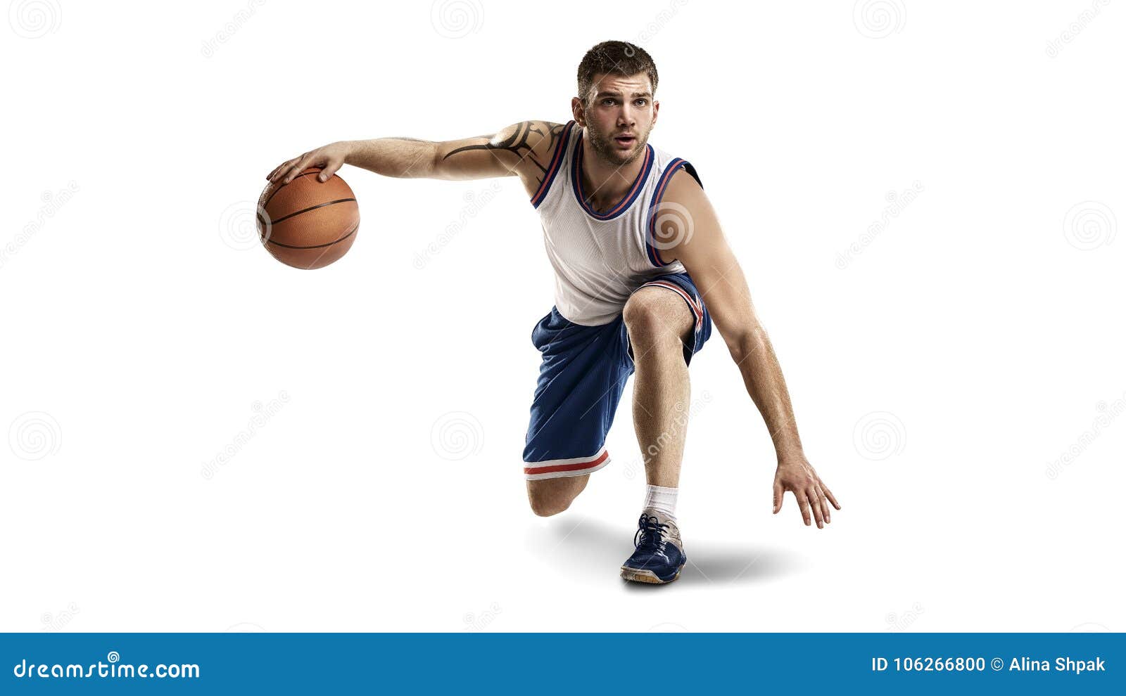 One Basketball Player Jump Isolation Stock Photo - Image of challenge ...