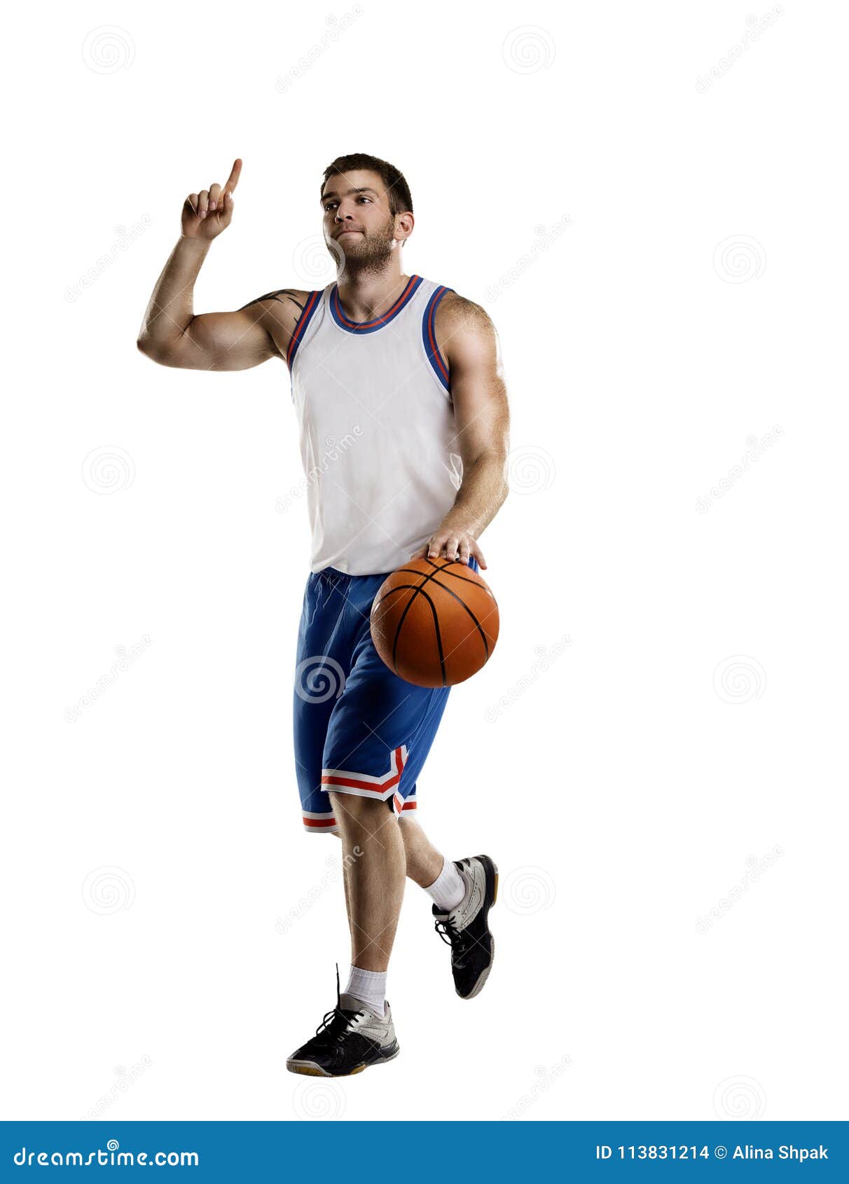 One Basketball Player Jump Isolation Stock Photo - Image of muscular ...