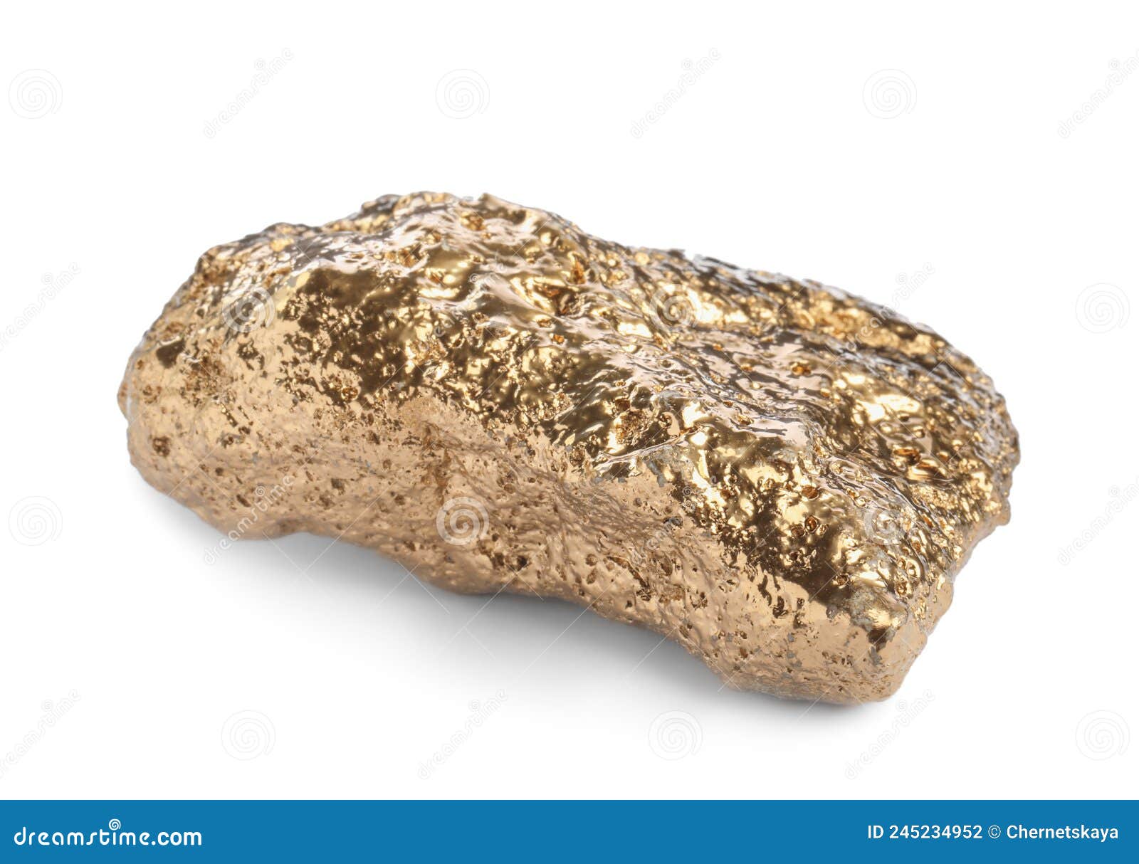 One Beautiful Gold Nugget Isolated on White Stock Photo - Image of ...