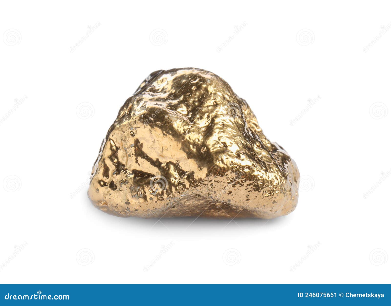 One Beautiful Gold Nugget Isolated on White Stock Image - Image of rock ...