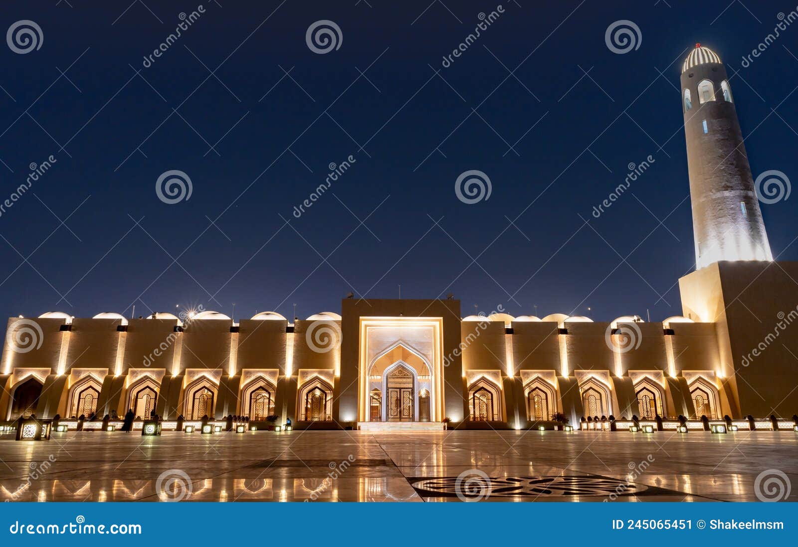 One of the Beautiful Mosque in Qatar. State Grand Mosque of Qatar Stock ...