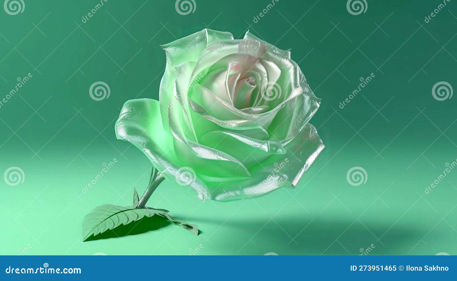 One Beautiful White Rose on a Green Background Stock Illustration ...