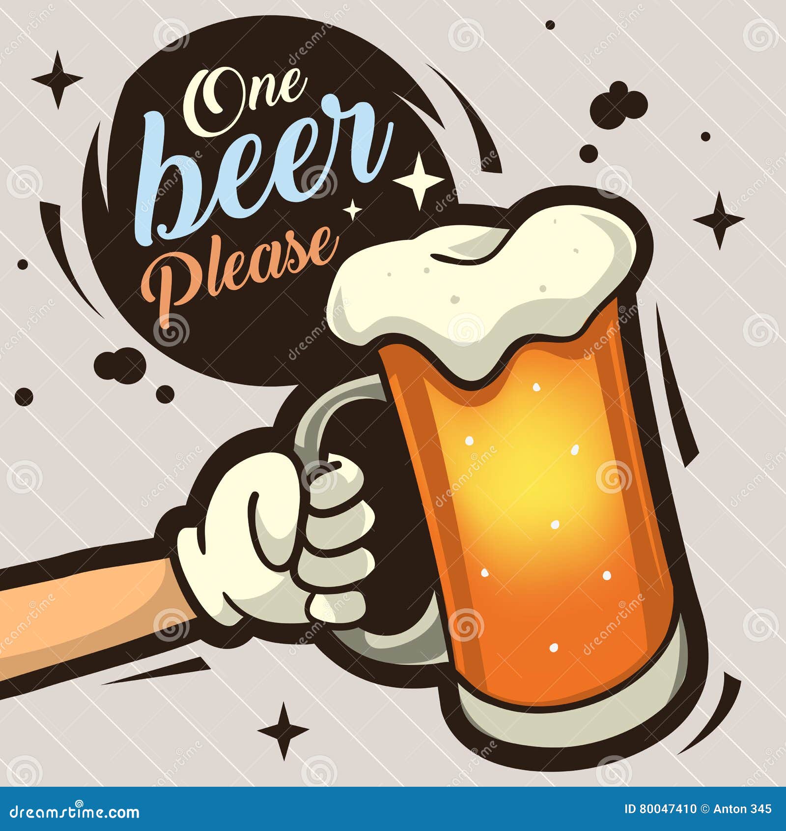 One Beer Please Hand Drawn Artistic Cartoon Illustration for Ad Stock ...
