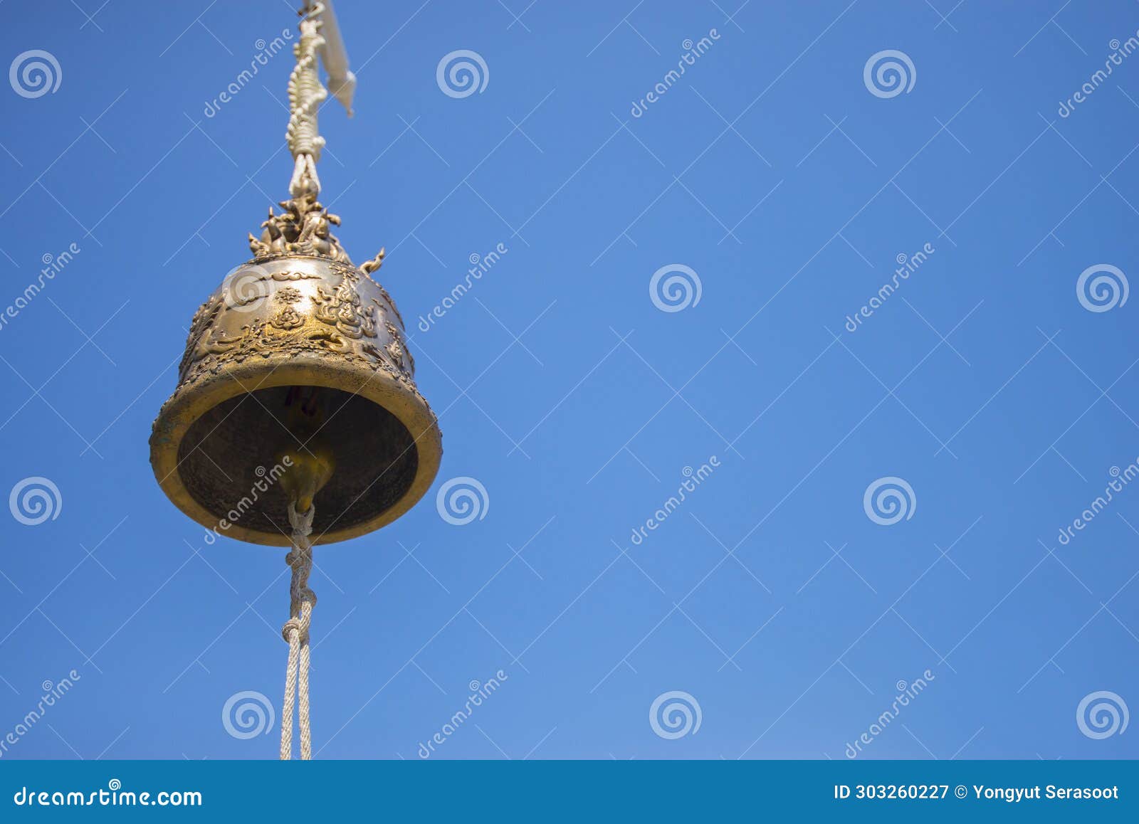 One Bell with Blue Sky Background Empty Space Stock Image - Image of ...