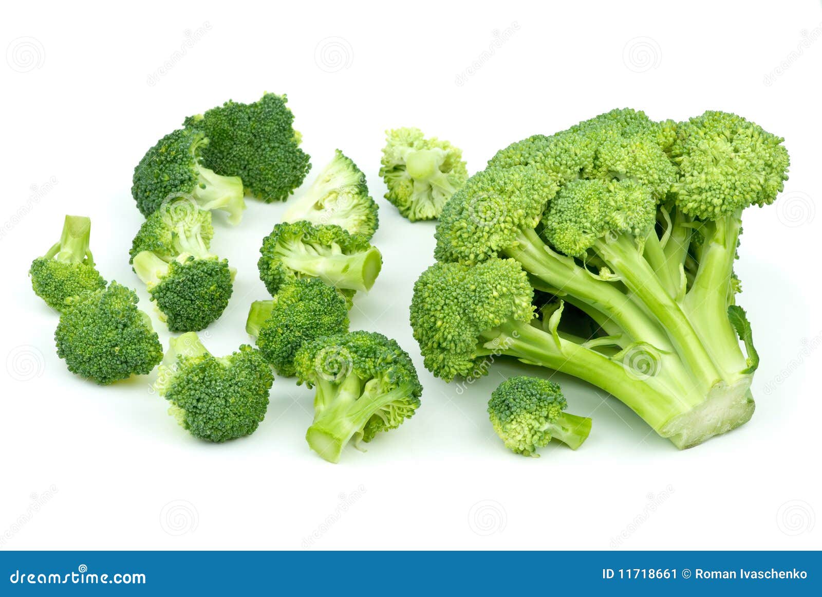 One Big and Few Small Broccoli Pieces Stock Image - Image of piece ...