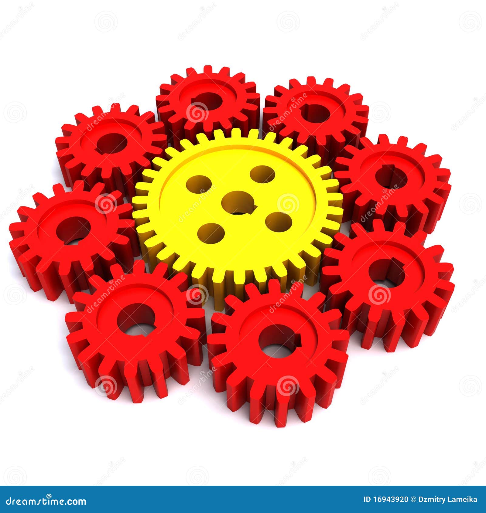 One Big Gear and Eight Small Gears Stock Illustration - Illustration of ...