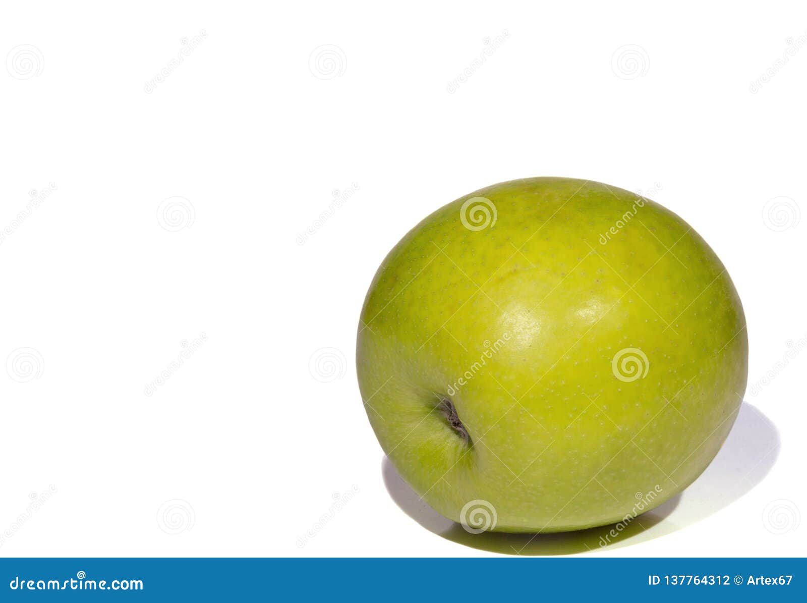 One Big Green Apple On White Background Stock Photo - Image of snack ...