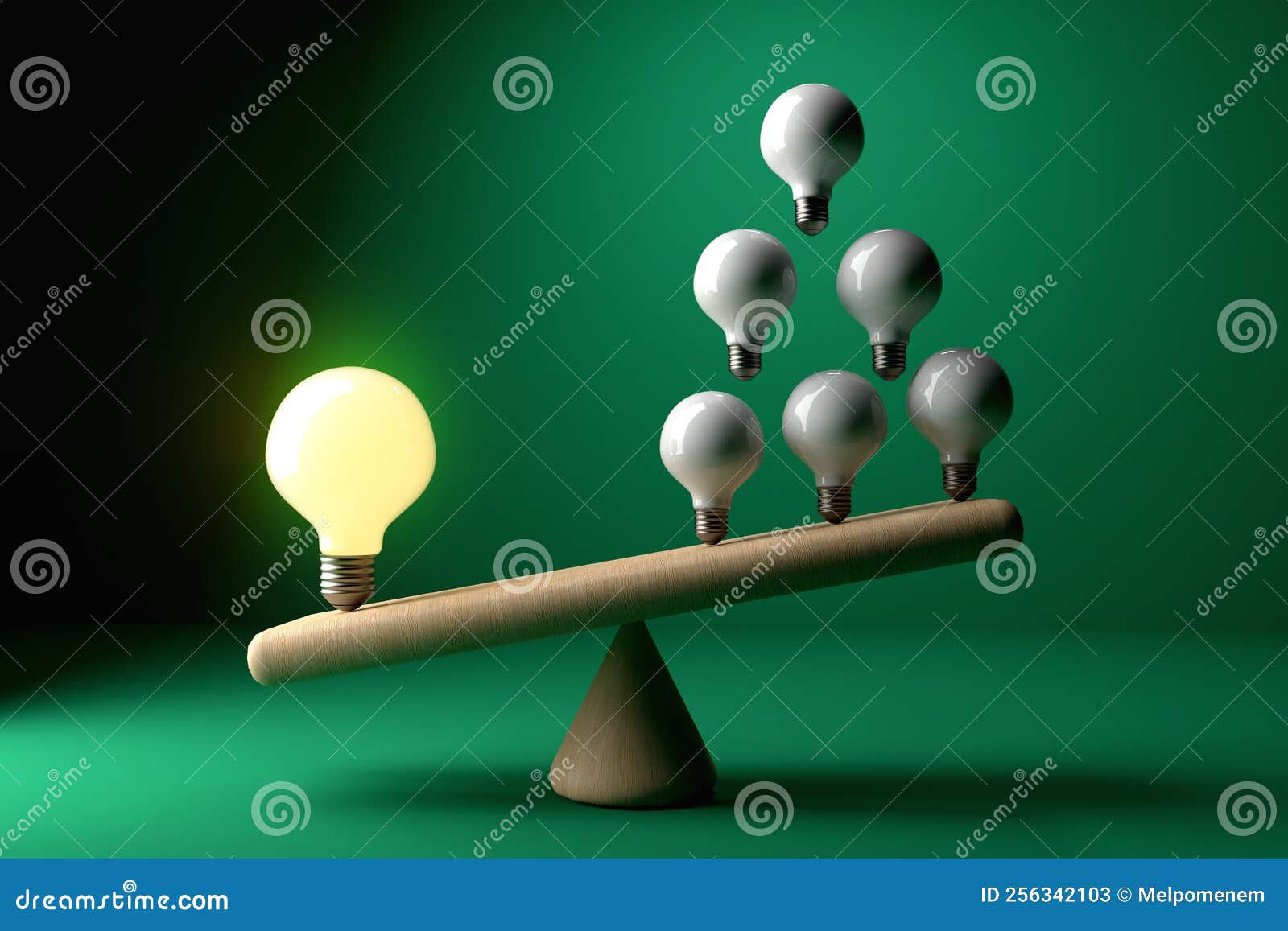 One Big Idea Versus Many Small Ideas with Light Bulbs - 3D Stock ...