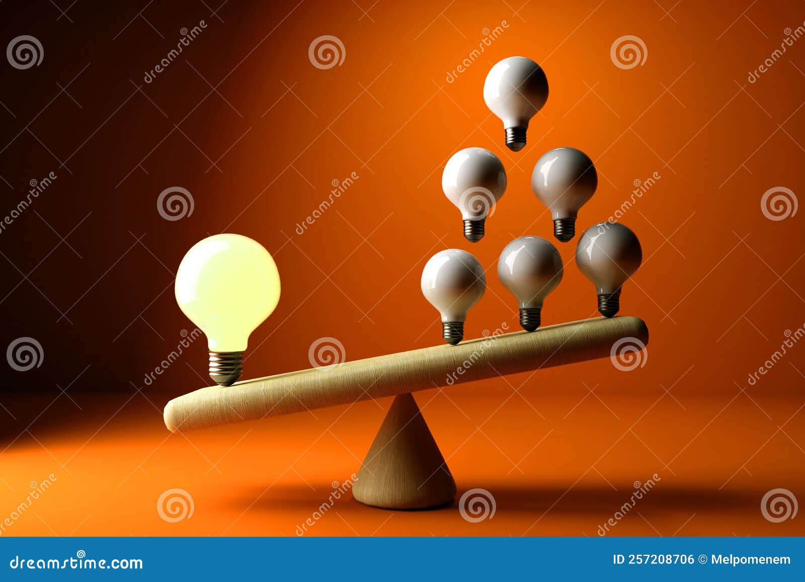 One Big Idea Versus Many Small Ideas with Light Bulbs - 3D Stock ...