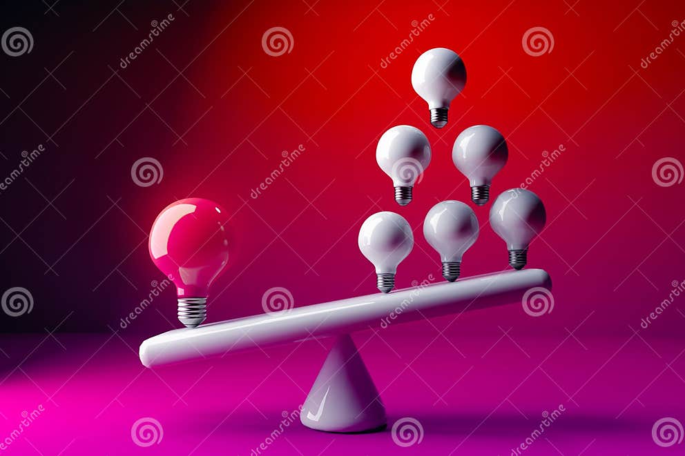 One Big Idea Versus Many Small Ideas with Light Bulbs - 3D Stock ...