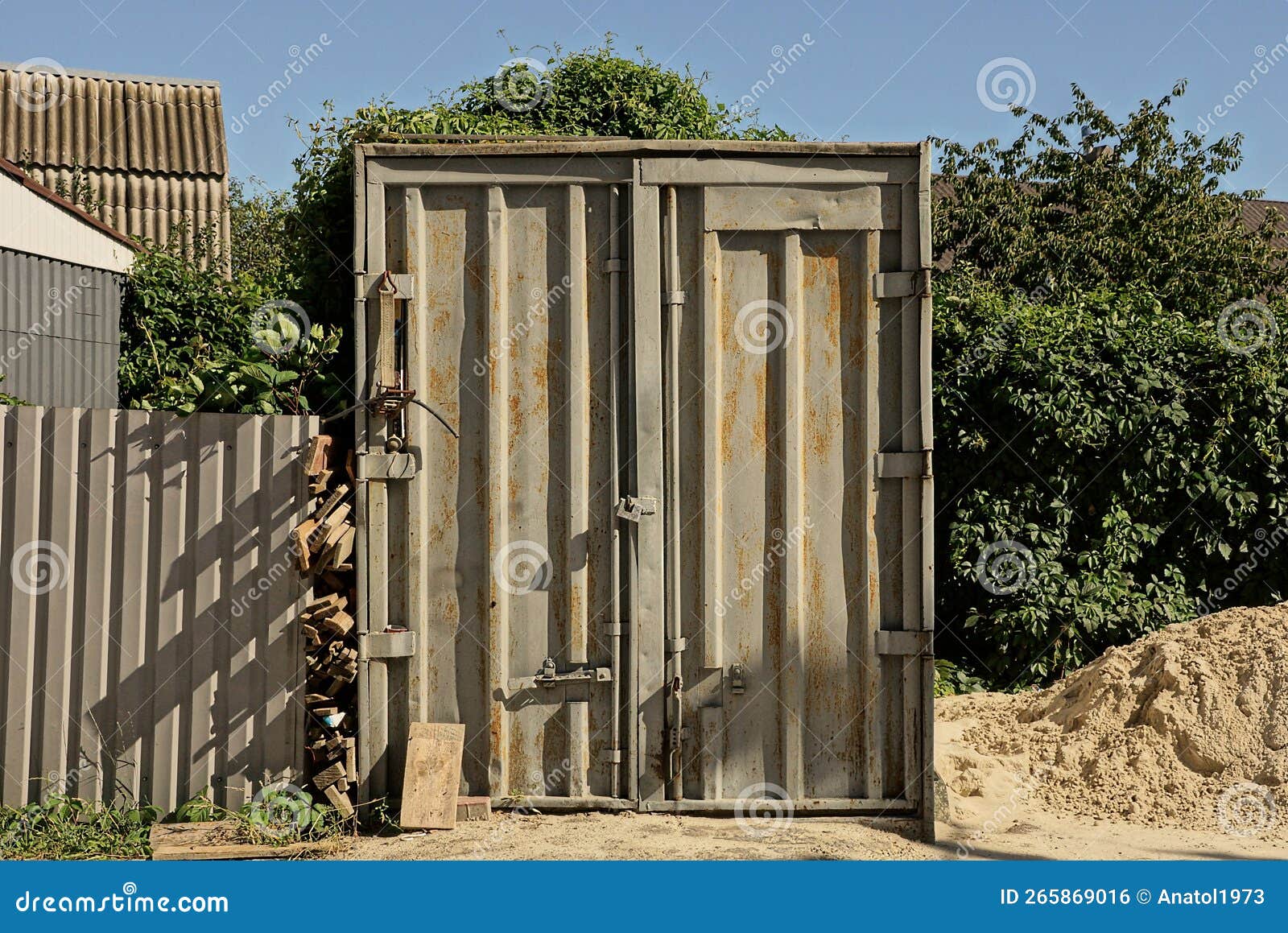 One Big Old Gray Closed Iron Container Stock Photo - Image of gray ...