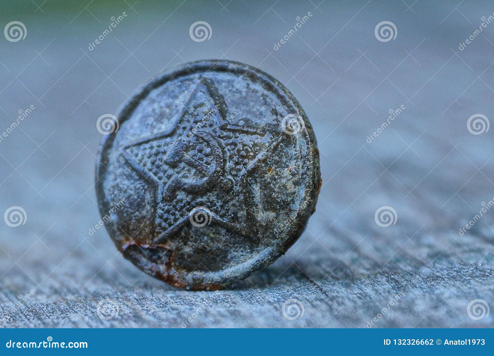 Big Old Soviet Button with Star on Gray Table Stock Photo - Image of ...
