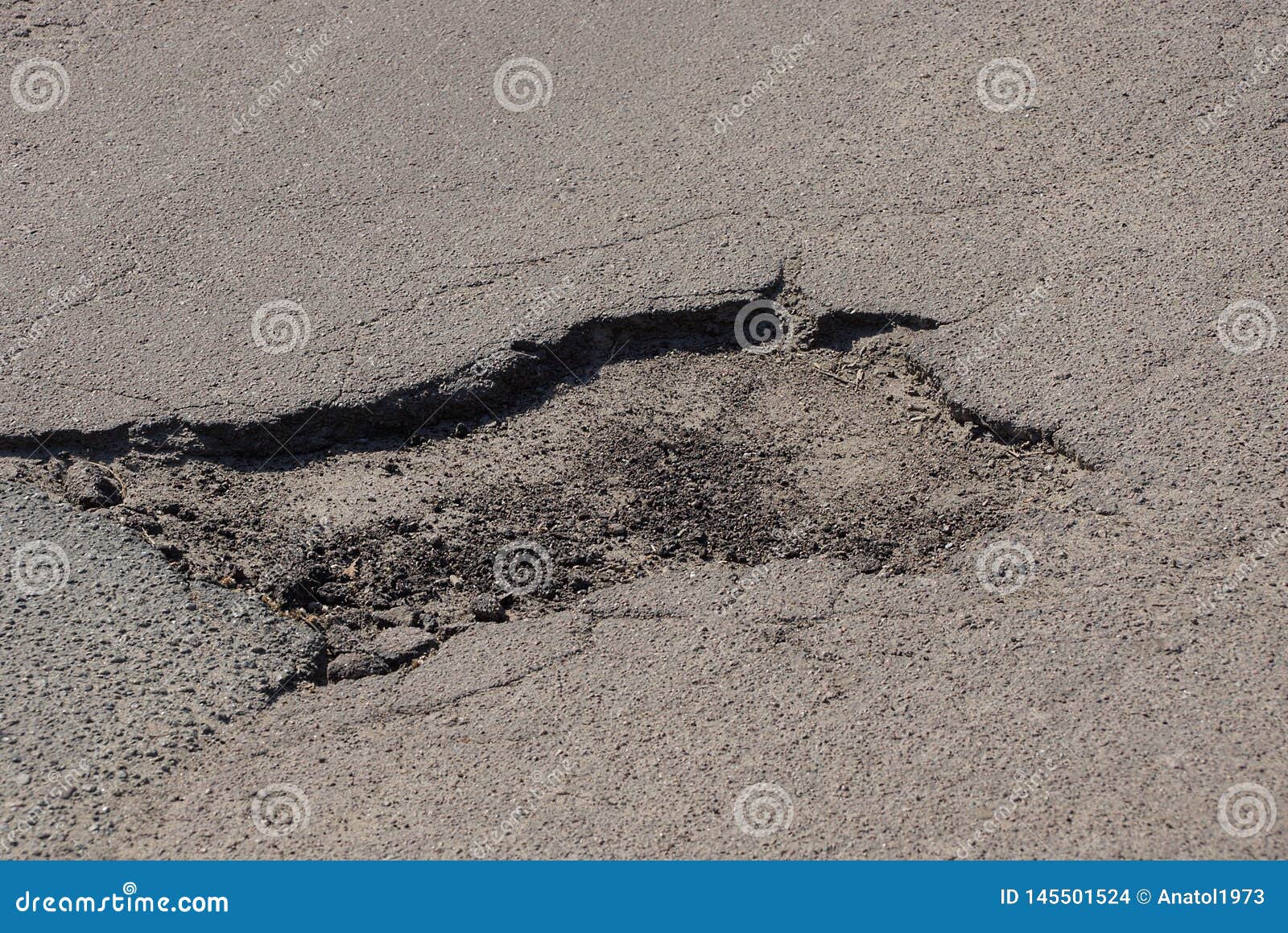 Big Pothole on the Gray Asphalt Road Stock Photo - Image of defect ...