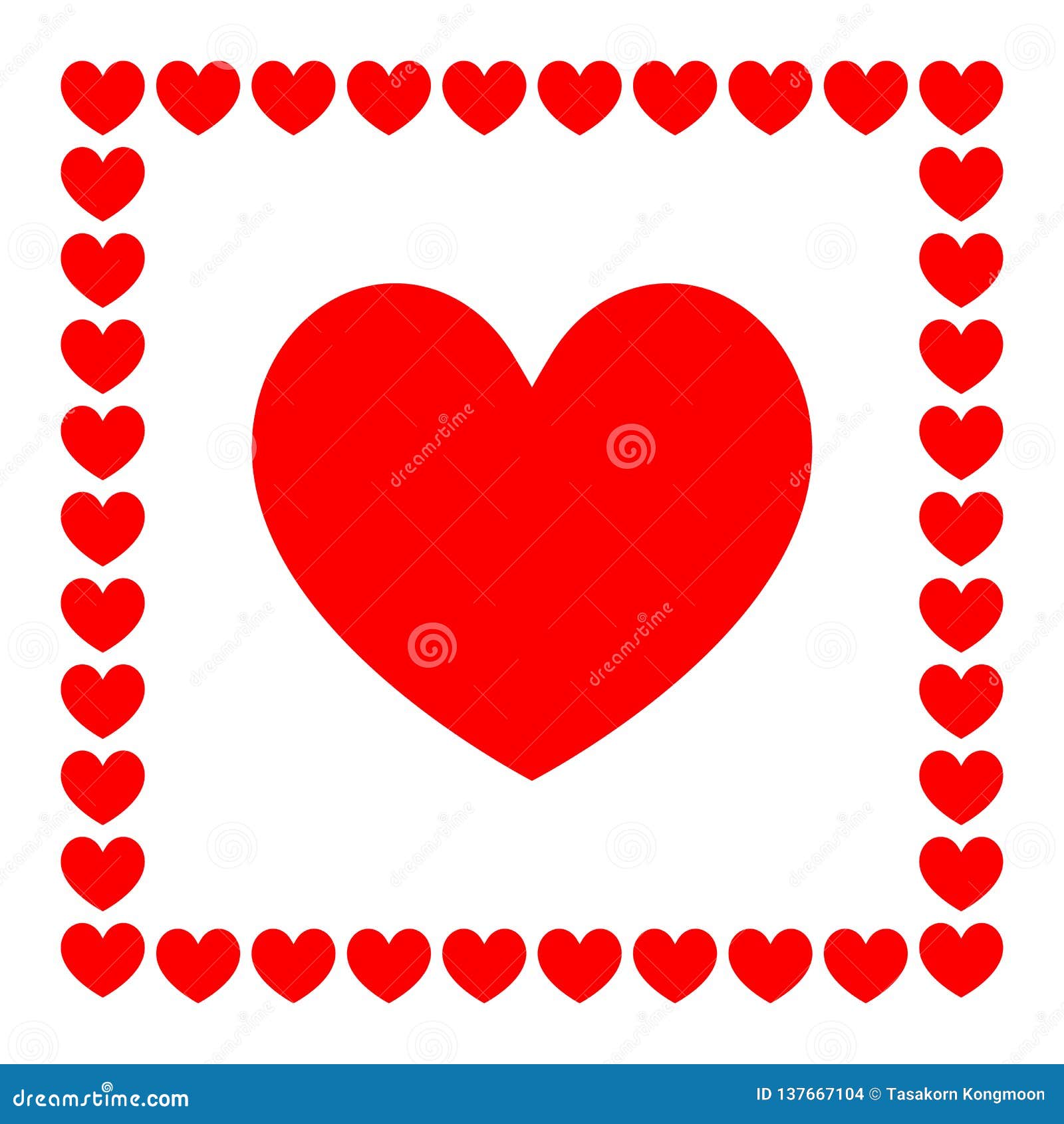 One Big Red Heart in Frame Isolated on White Stock Illustration ...