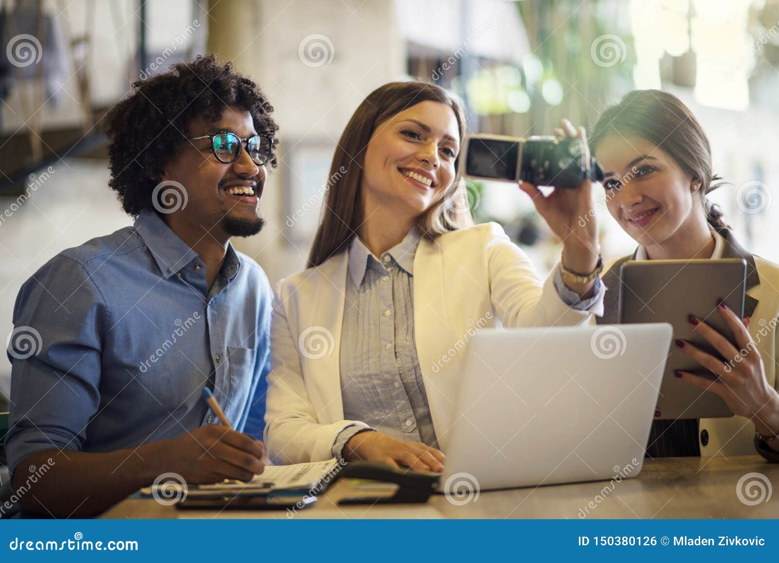 One big smile from office stock photo. Image of computer - 150380126