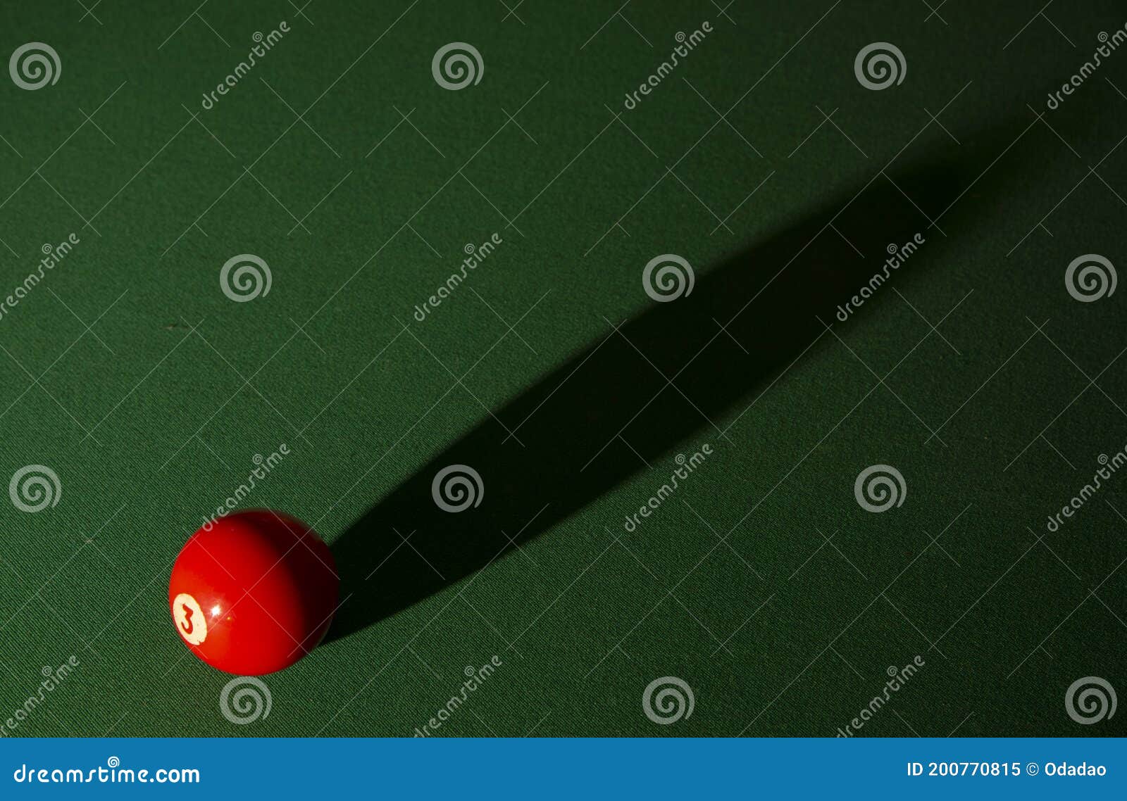 One Billiard Ball Casts a Long Black Shadow on the Table Surface Stock ...
