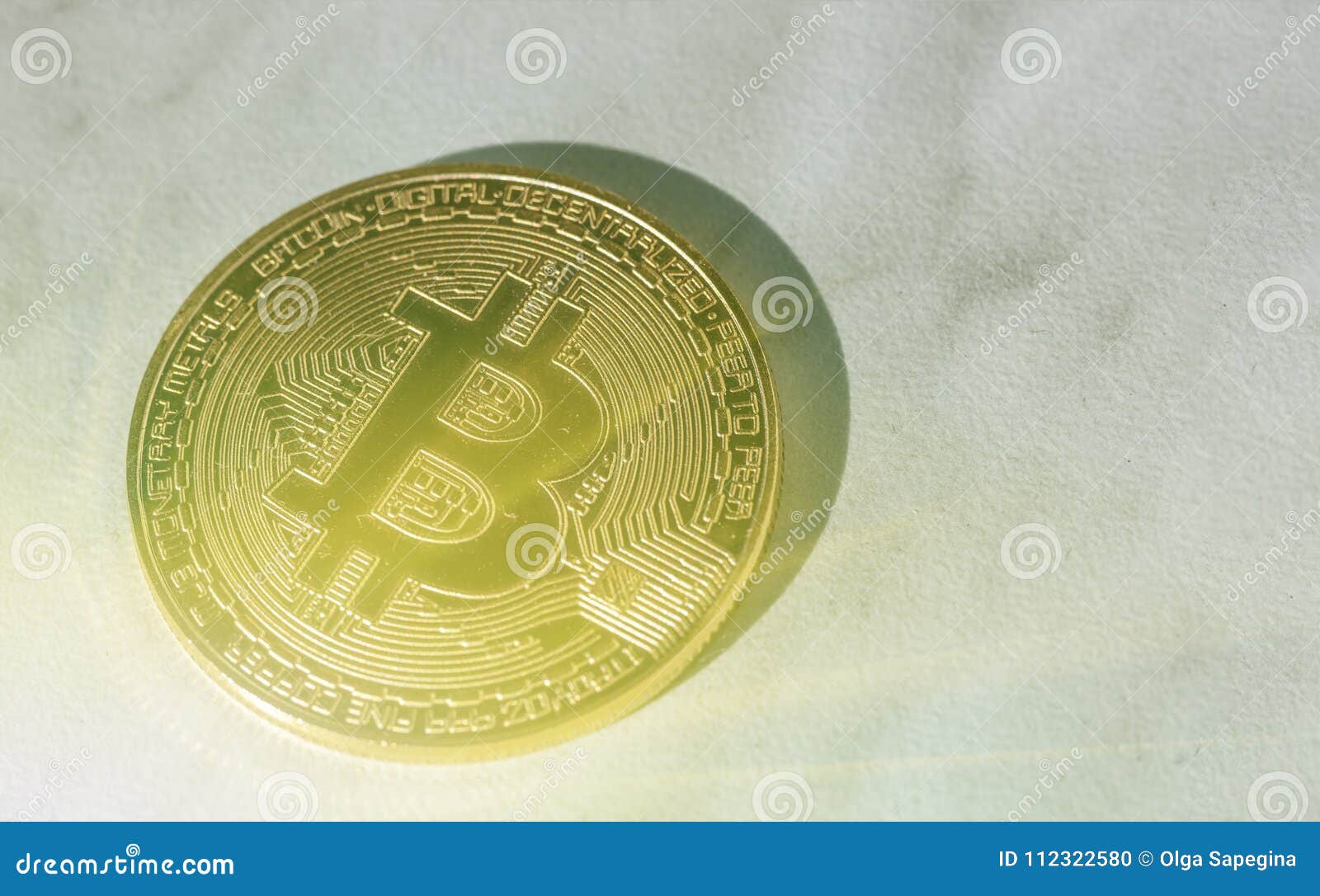 One Bitcoin coin stock photo. Image of business, network - 112322580