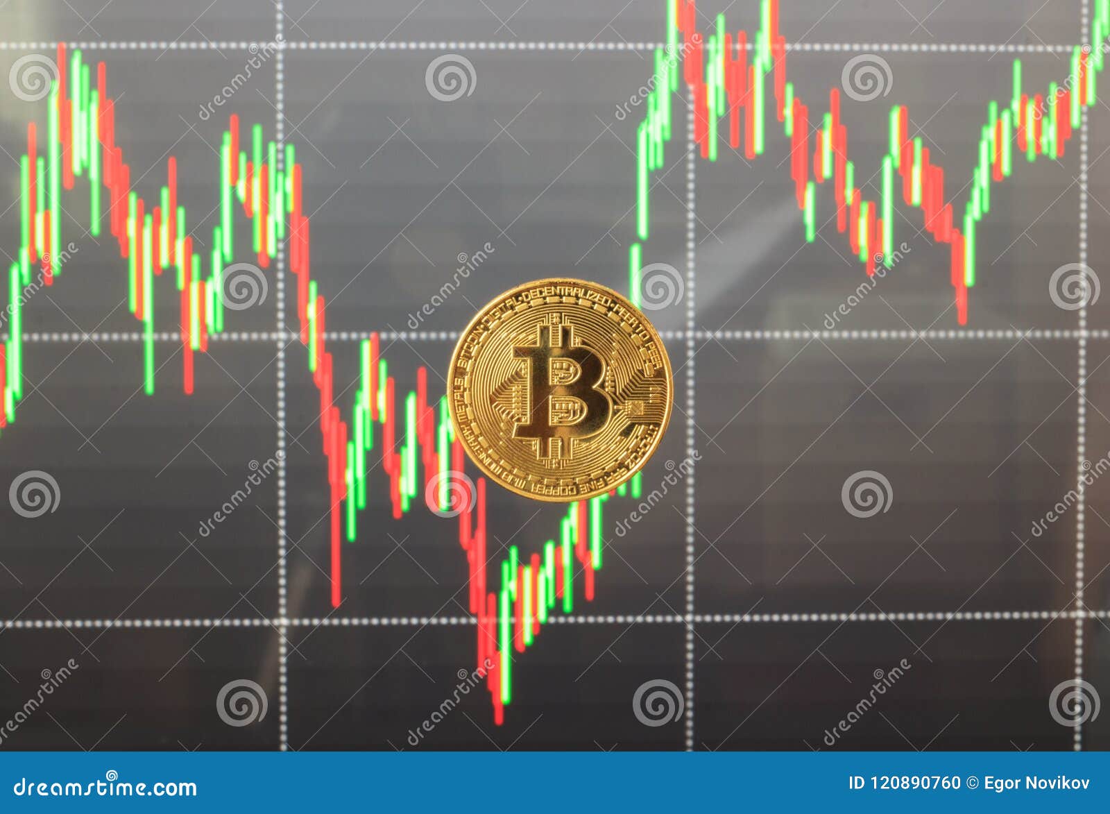 One Bitcoin with a Graph in the Background Stock Photo - Image of ...