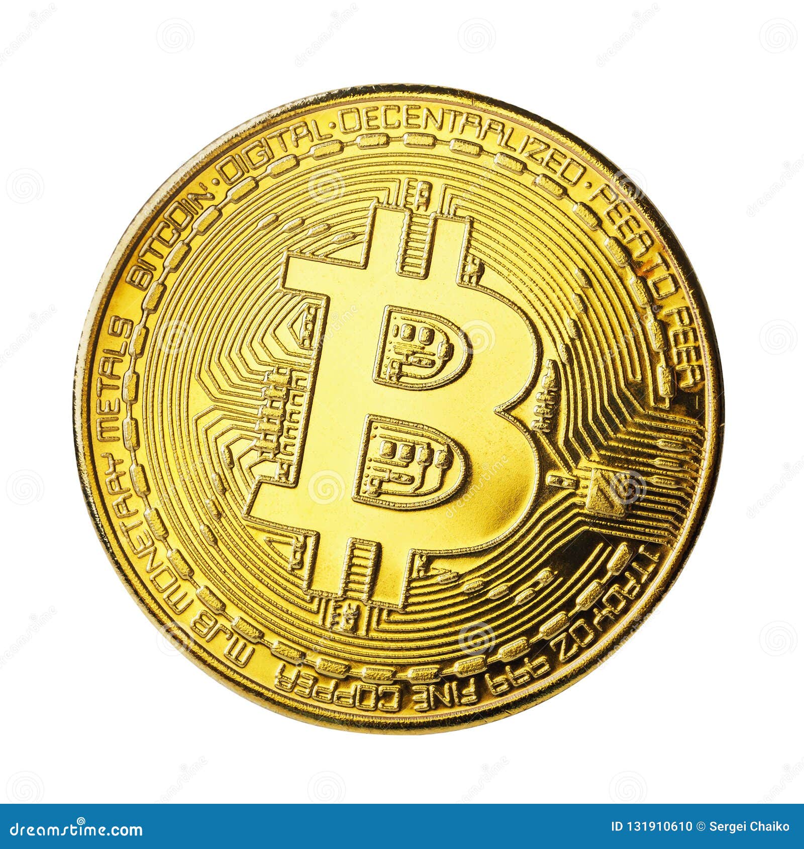 One Bitcoin Isolated on White Background Stock Photo - Image of ...