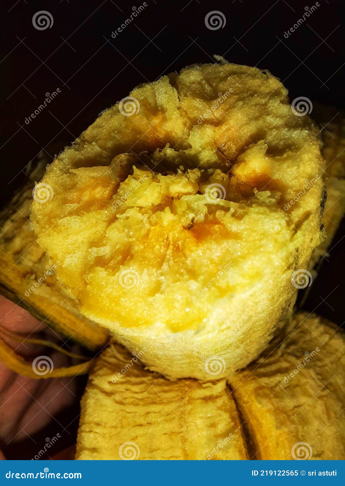 One bite of banana stock image. Image of dessert, cuisine - 219122565