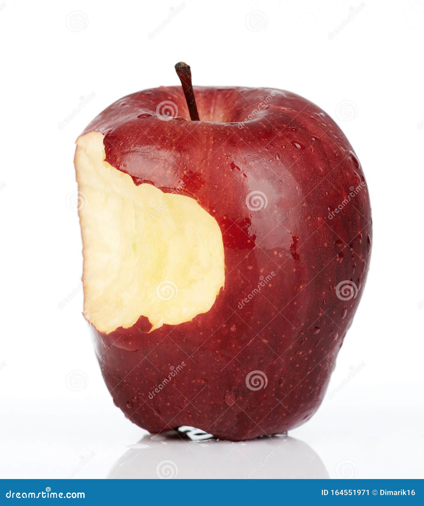 One bite on red apple stock image. Image of food, color - 164551971