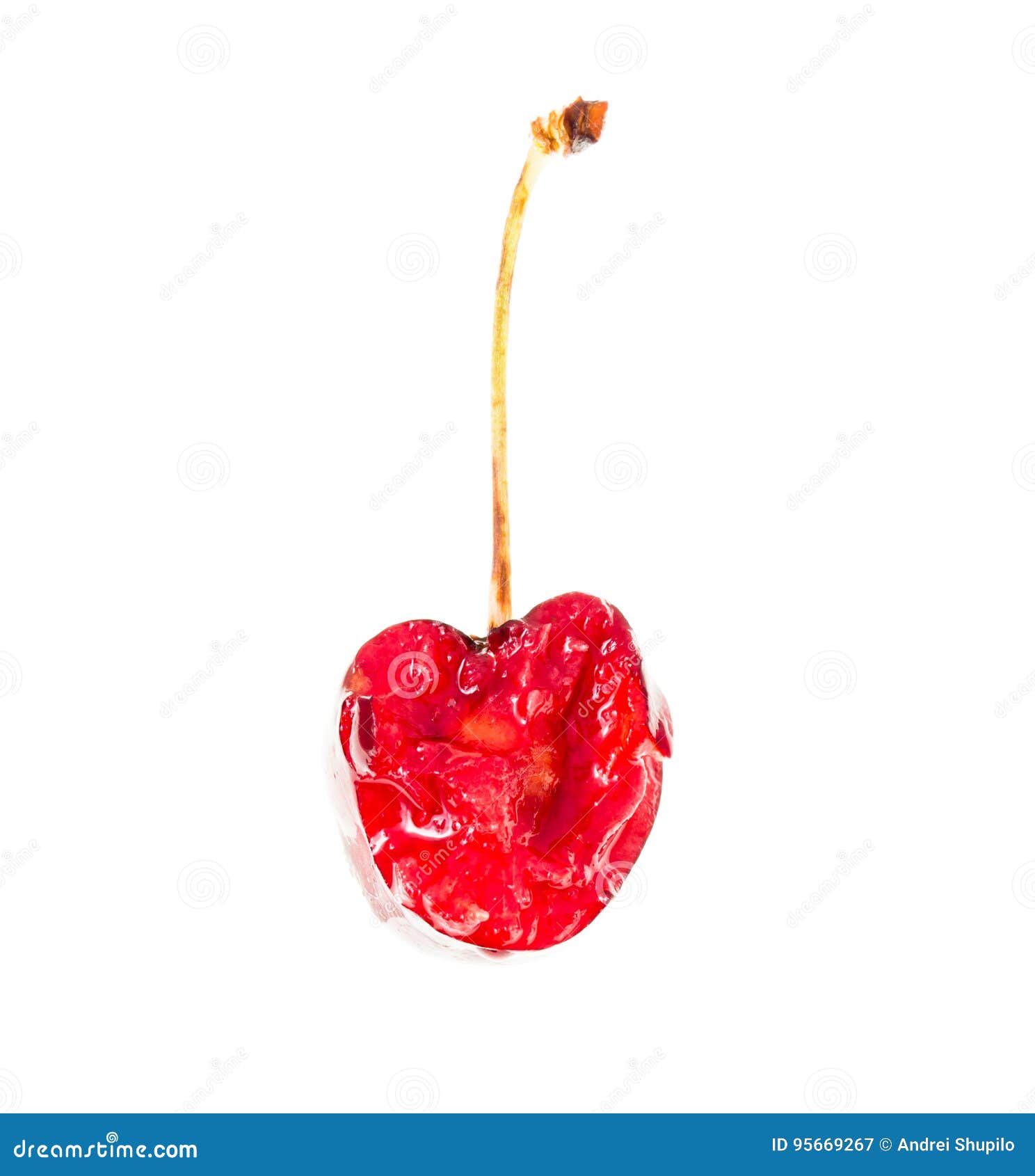 One Bitten Cherry on a White Background Stock Image - Image of fresh ...