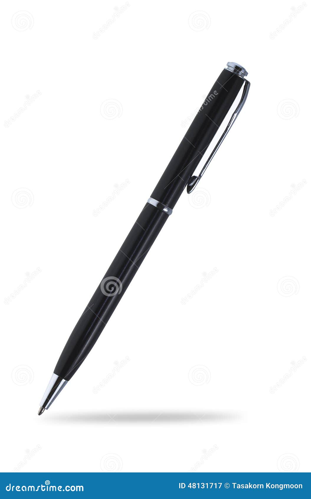 One Black Business Pen with Shadow on White Stock Image - Image of ...