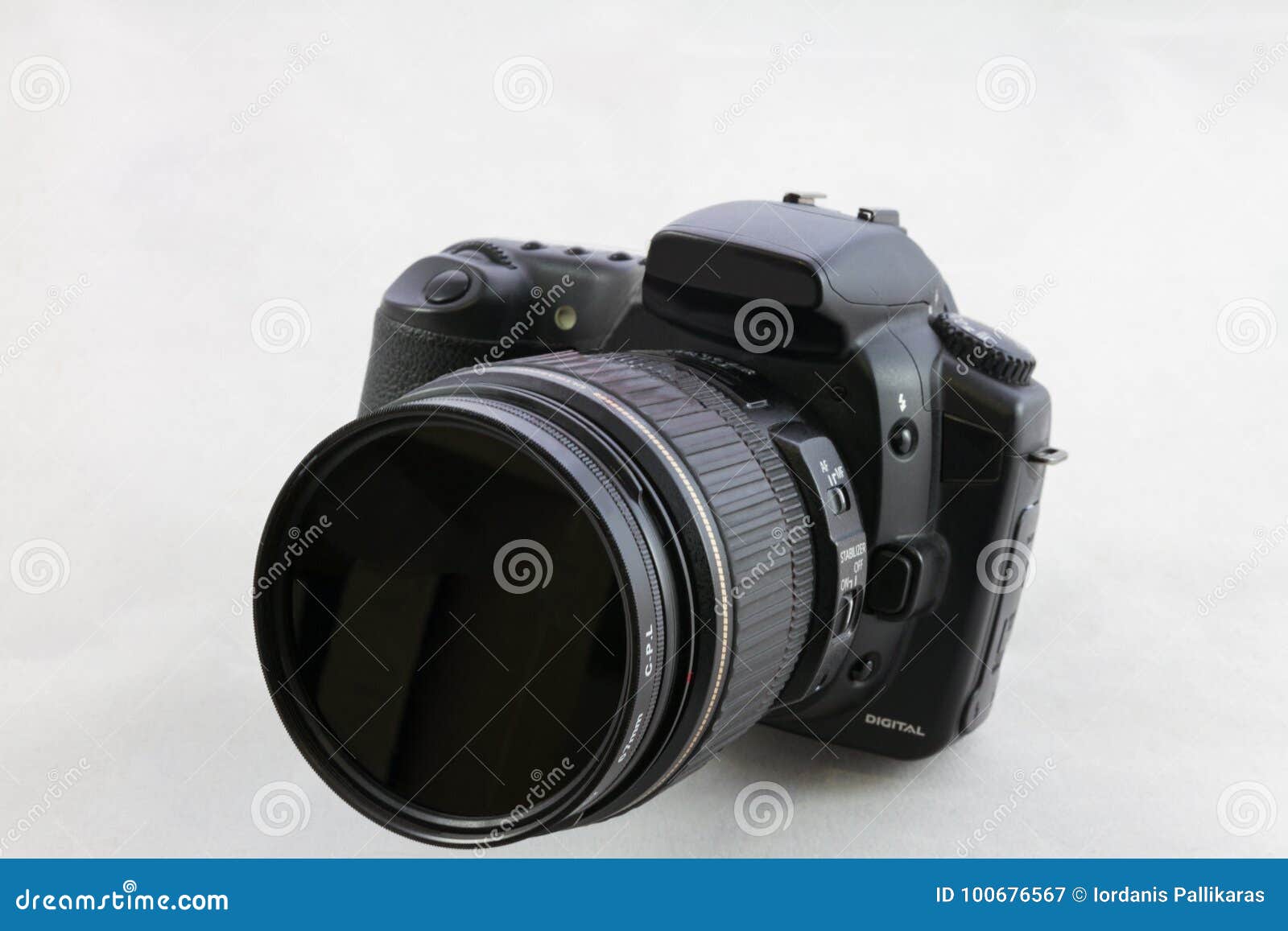 One Black DSLR Camera Isolated On White Background Stock Image - Image ...
