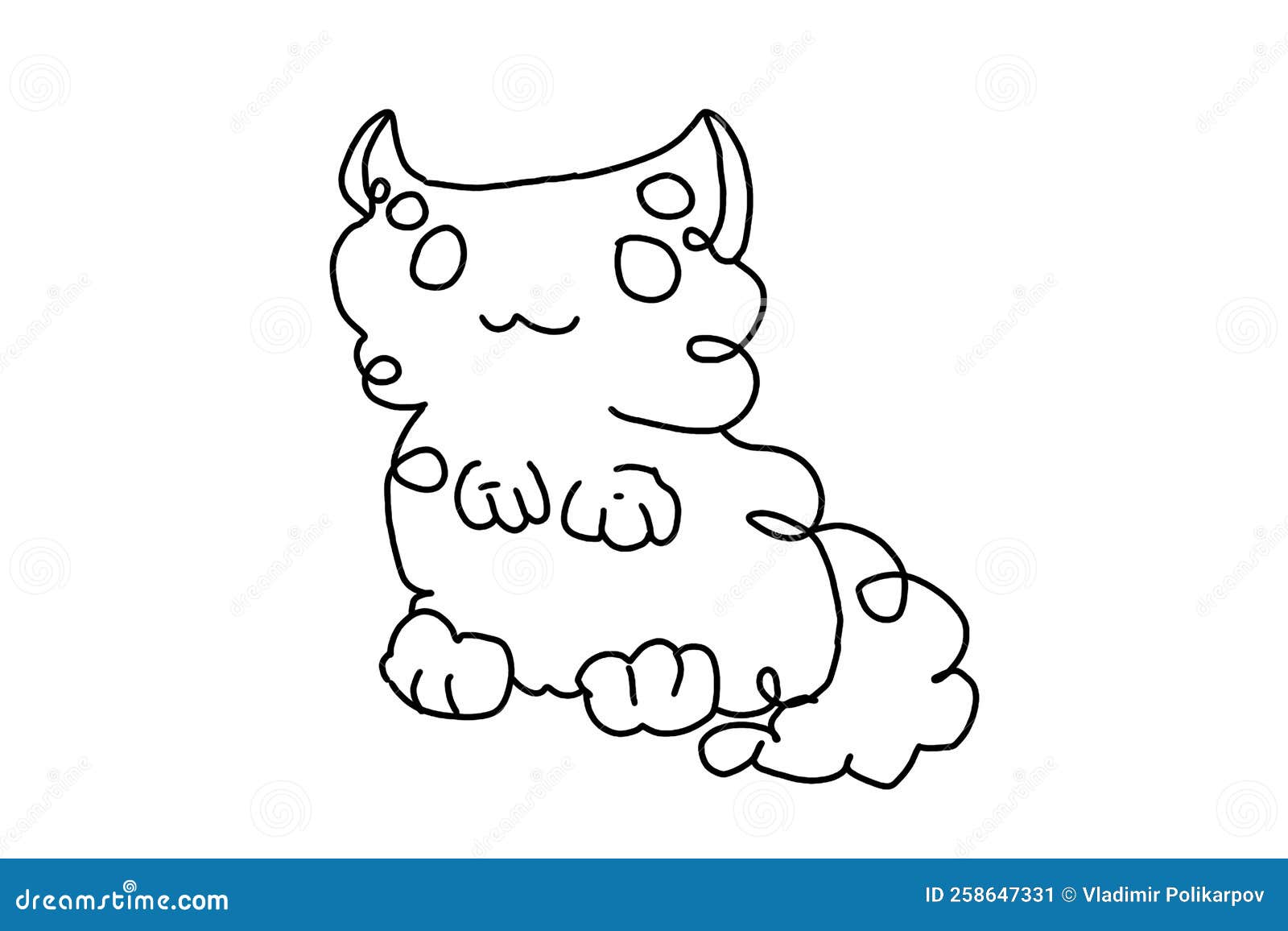 One Black Line Drawing of a Cat Stock Vector - Illustration of outline ...