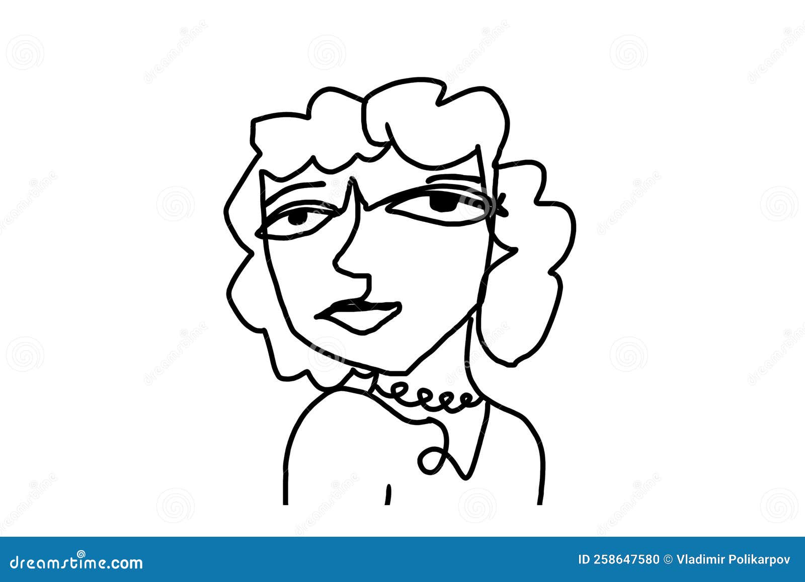 One Black Line Drawing of a Woman Stock Vector - Illustration of head ...
